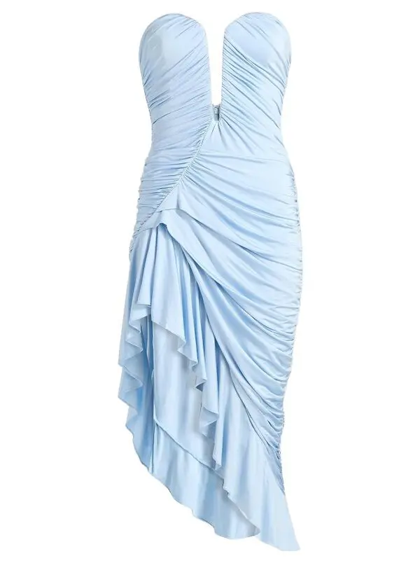 Ronny Kobo Pearlina Ruched A-line Midi-dress - Ice