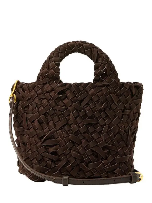 NAGHEDI St. Barths Petit Nest Weave Top Handle Bag - Chocolate