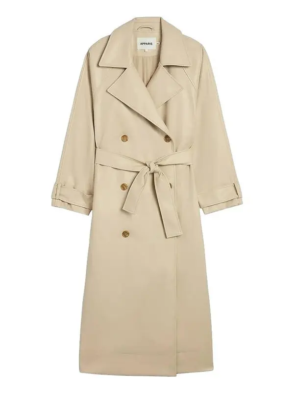 Apparis Lana Faux Leather Trench Coat - Latte