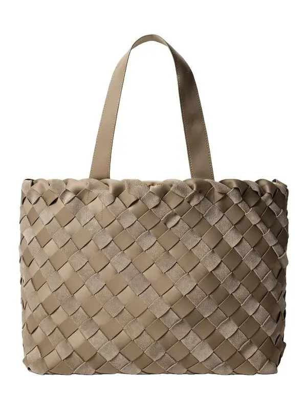NAGHEDI Como Medium Striped Suede Tote Bag - Bluff