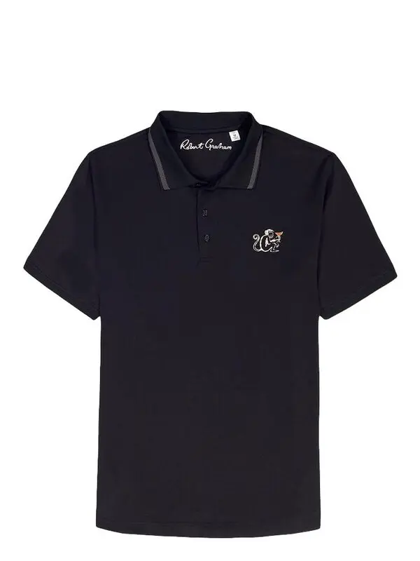 Robert Graham Monkey Business Knit Polo Shirt - Black