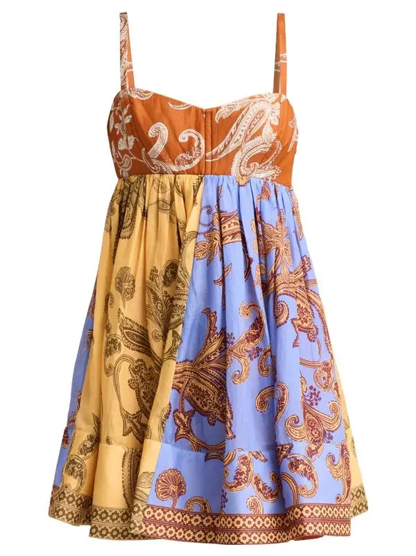 Hemant & Nandita Printed Linen-blend A-line Mini Dress - Multi
