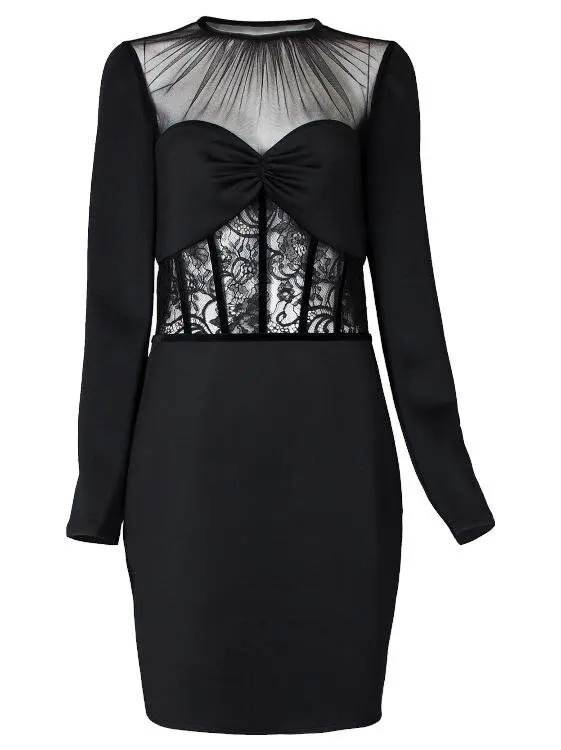 Tadashi Shoji Illusion Lace Sheath Cocktail Dress - Black