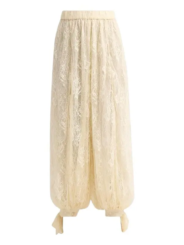 Hemant & Nandita Floral Lace Parachute Pants - Eggshell