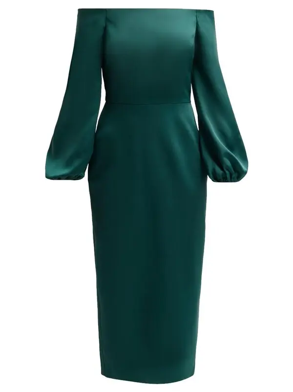 Ramy Brook Shiyan Off-the-shoulder Midi-dress - Deep Emerald