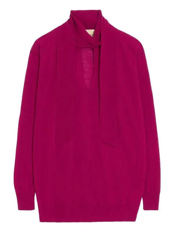Valentino Garavani Wool Sweater With Scarf - Raspberry