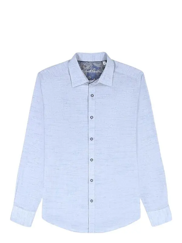 Robert Graham Avondale Woven Chambray Cotton Shirt - Navy