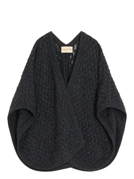Valentino Garavani Wool And Mohair Poncho - Anthracite