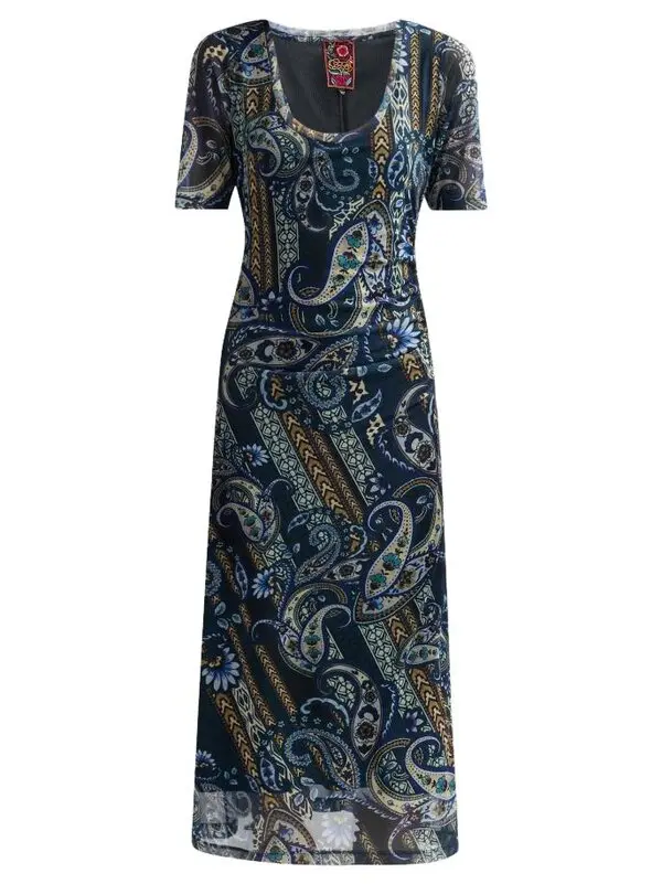 Johnny Was Ruched Mesh Midi Dress - Montecito