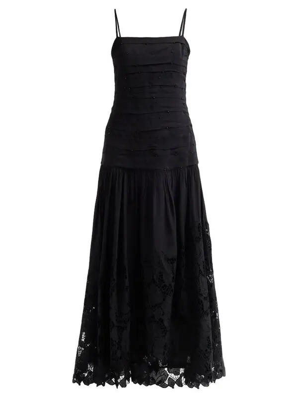 Hemant & Nandita Pleated A-line Maxi Dress - Black