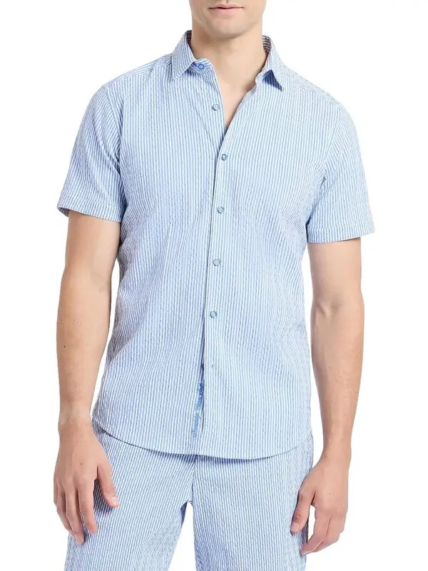 Robert Graham Fornillo Striped Jacquard Shirt - Navy