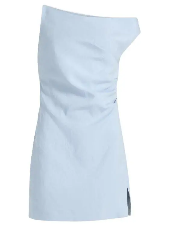 Ronny Kobo Winnie Draped One-shoulder Minidress - Ice