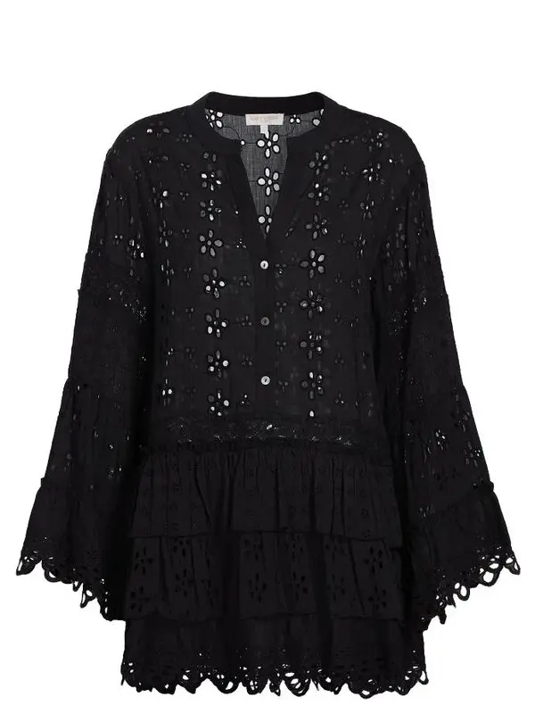 Ramy Brook Roxanne Eyelet Cotton Minidress - Black