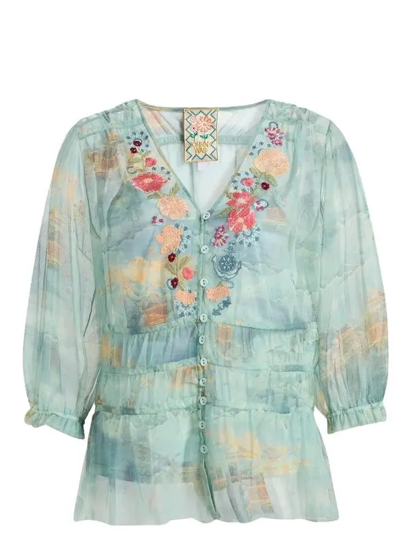 Johnny Was Mazzy Ruched Blouse - Enrika