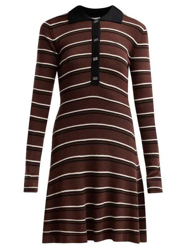 GANNI Striped Wool Polo Mini Dress - Multi
