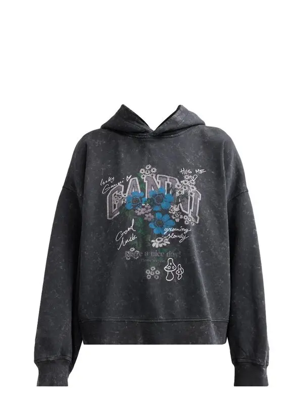 GANNI Isoli Crop Hoodie - Phantom