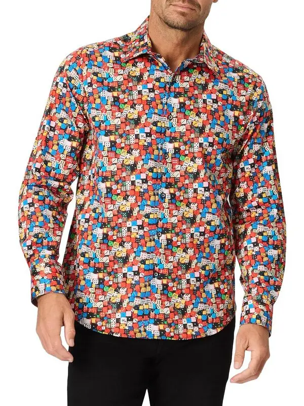 Robert Graham Snake Eyes Dice-print Stretch Cotton Shirt - Multi