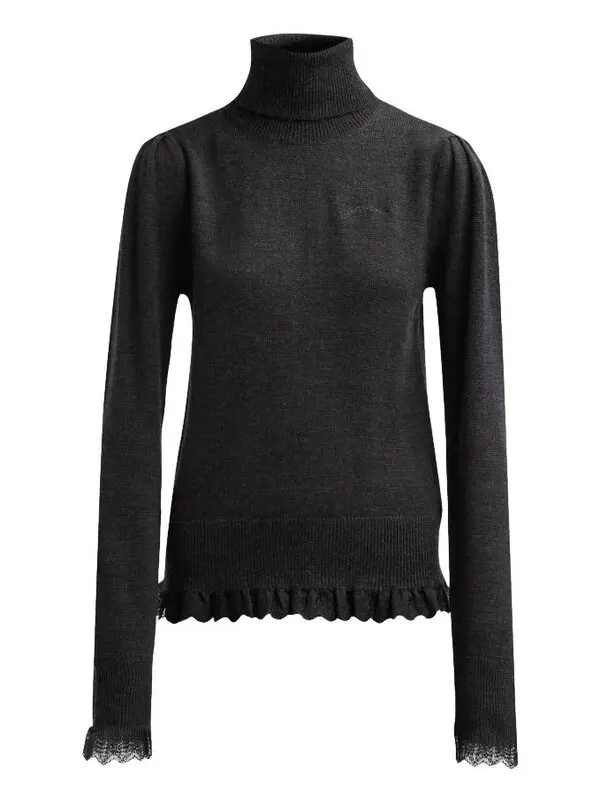 GANNI Merino Wool Turtleneck Sweater - Phantom