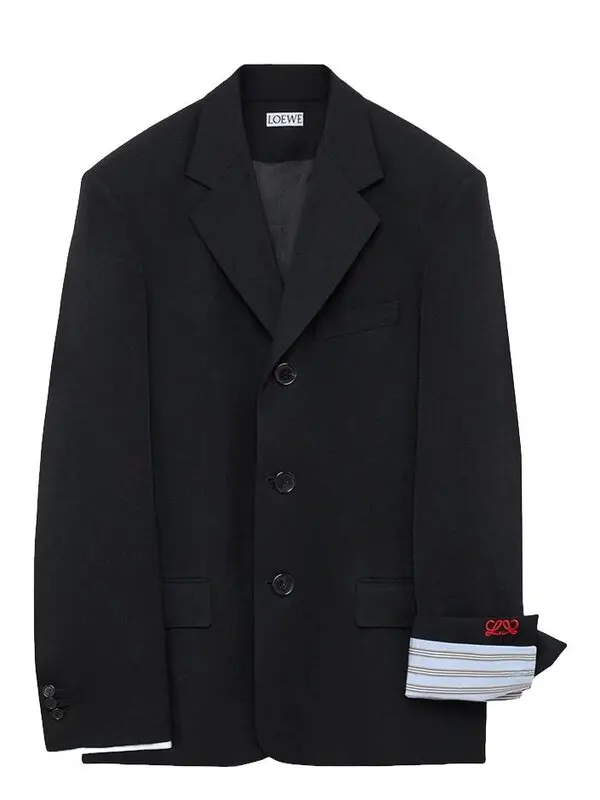 Loewe Wool Single-breasted Jacket - Black
