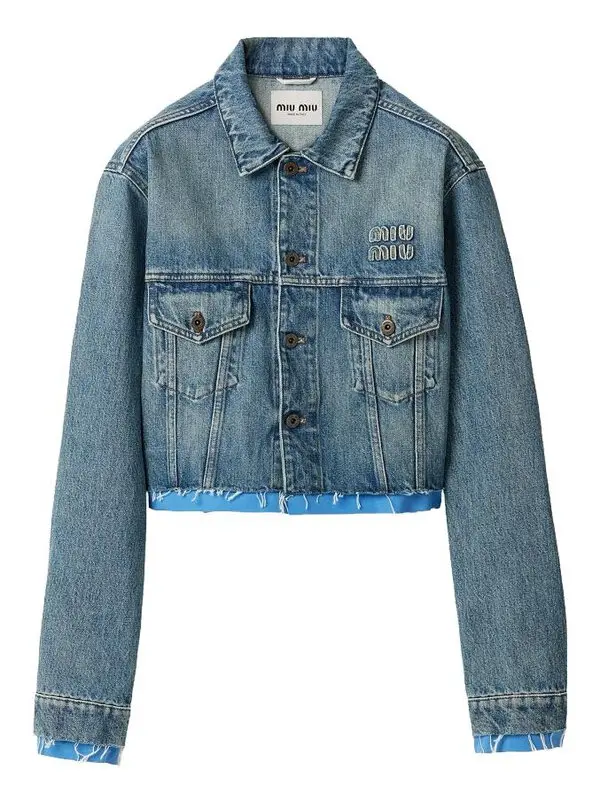 Miu Miu Denim And Poplin Trucker Jacket - Blue