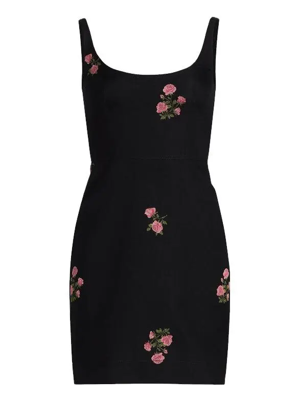 Giambattista Valli Floral Fil Coupé Cotton Minidress - Black Multi