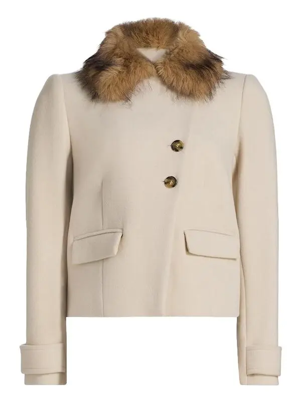 Ba&sh Terry Faux Fur-trim Boxy Coat - Ecru