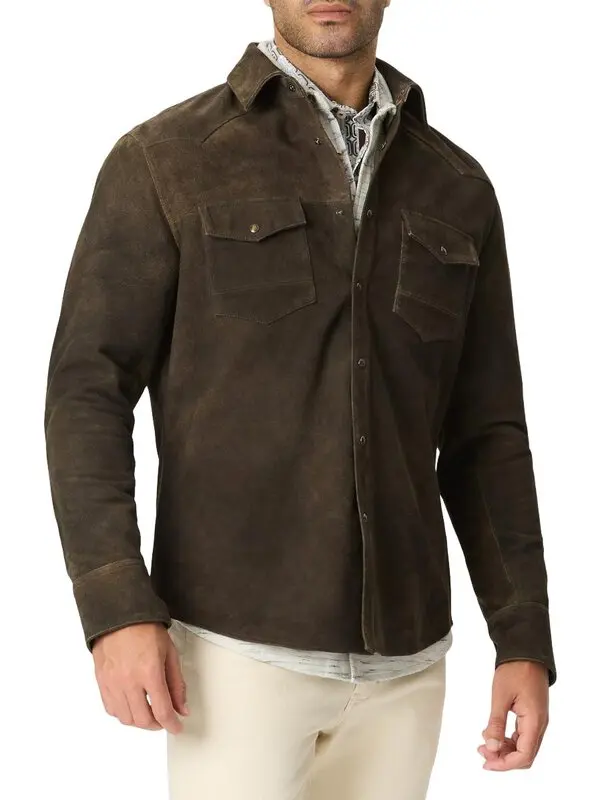 Robert Graham Marstow Suede Shirt Jacket - Brown