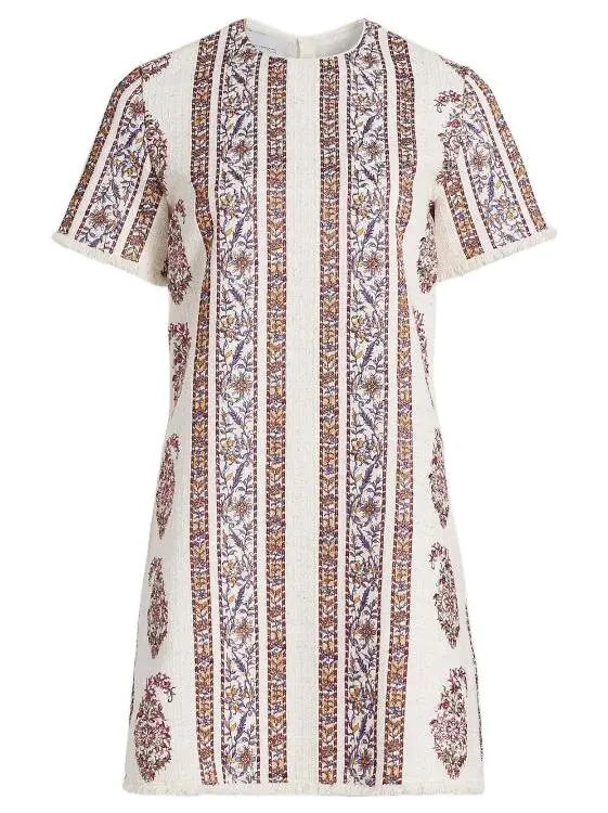 Giambattista Valli Floral-striped Bouclé Minidress - Ivory Multi