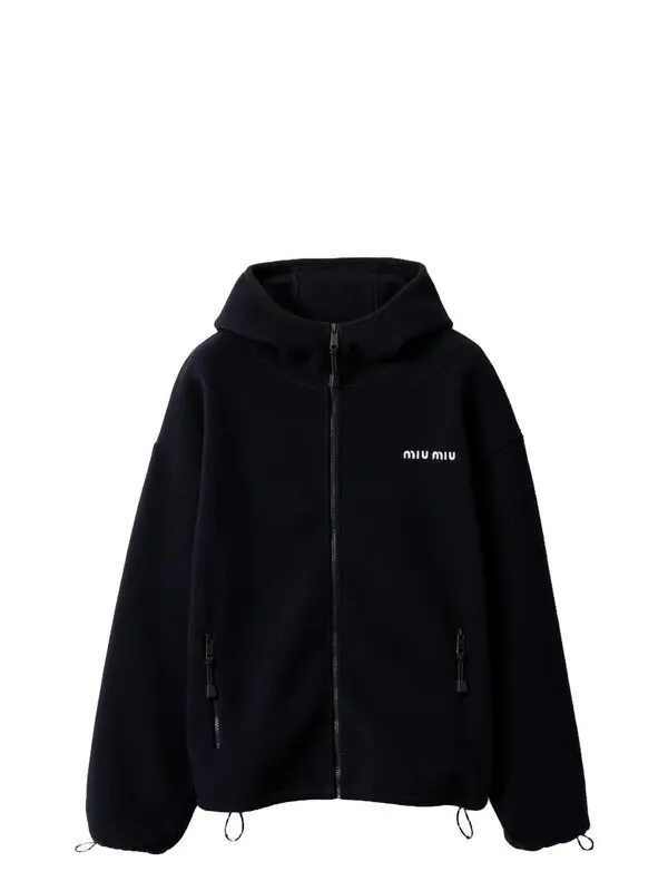 Miu Miu Cotton Fleece Zipper Hoodie - Blue