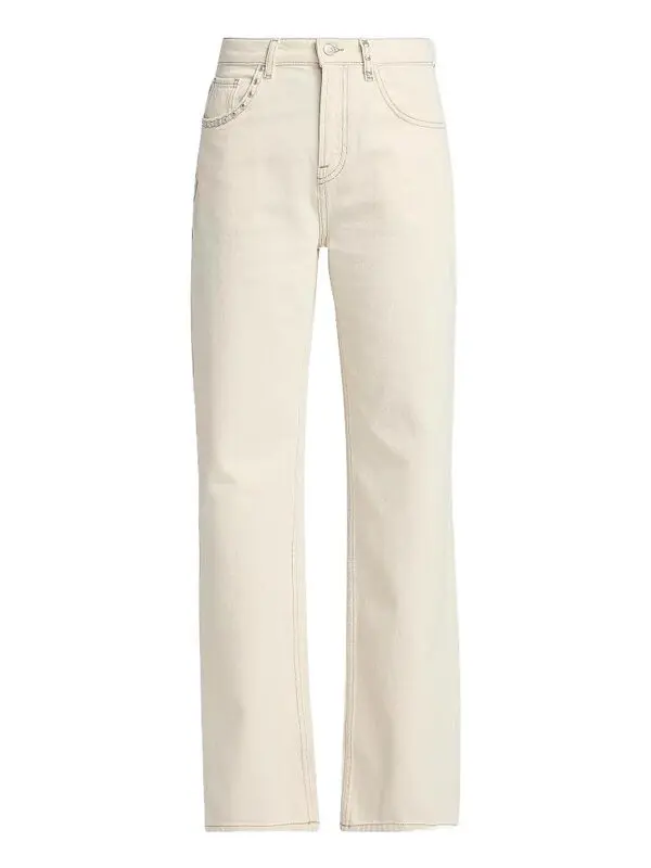 Ba&sh Stunner Studden Straight Jeans - Ecru