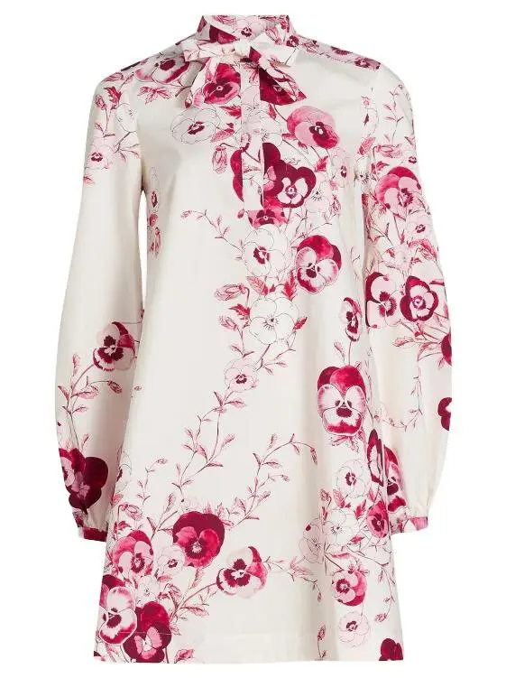 Giambattista Valli Floral Cotton Poplin A-line Minidress - Ivory Multi