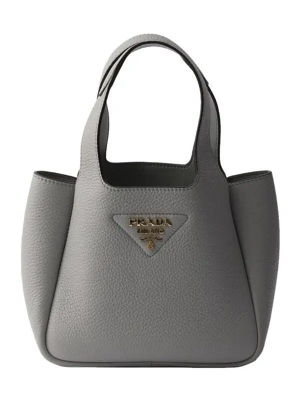 Prada Leather Mini Top Handle Bag - Grey