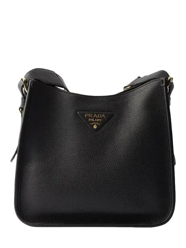 Prada Medium Leather Shoulder Bag - Black