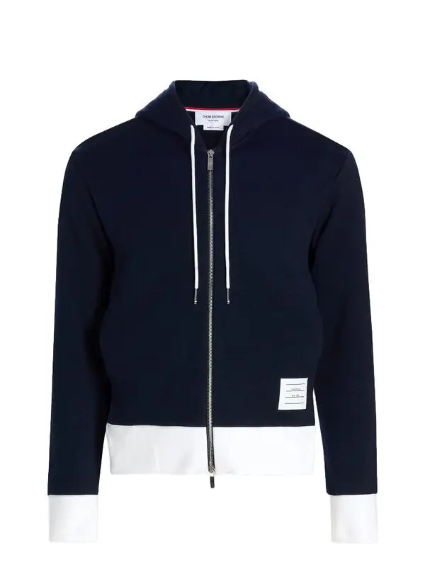Thom Browne Loopback Jersey Hoodie Jacket - Navy