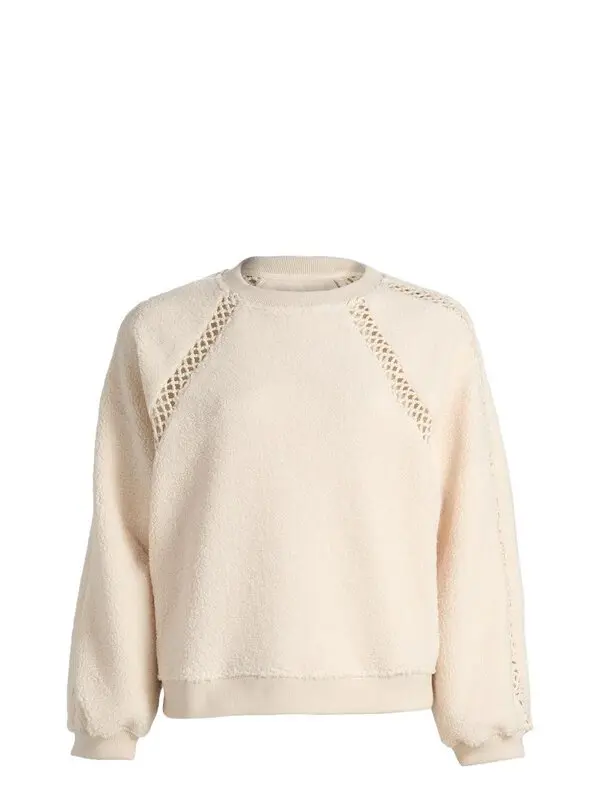 Ba&sh Sweet Open-knit Bouclette Crewneck Sweatshirt - Ecru