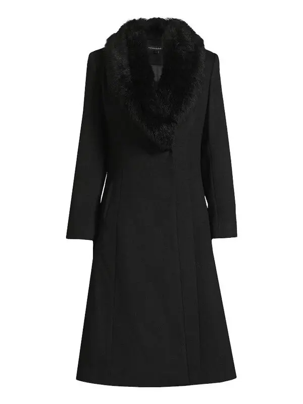 Sofia Cashmere Toscana Shearling Trim Coat - Black