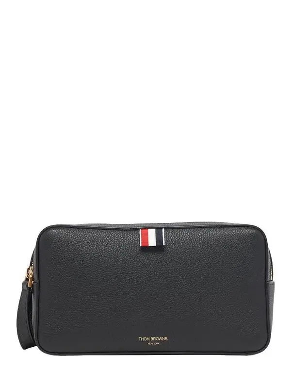 Thom Browne Pebble Grain Leather Cosmetic Bag - Black