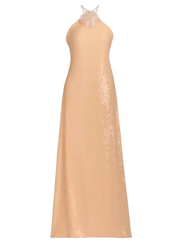 TOCCIN Monica Sequined Halter Gown - Prosecco