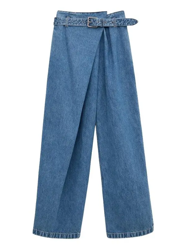 Loewe Draped Washed-cotton Belted Jeans - Blue