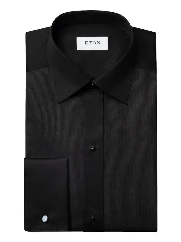 Eton Slim-fit Plissé Bib Tuxedo Shirt - Black
