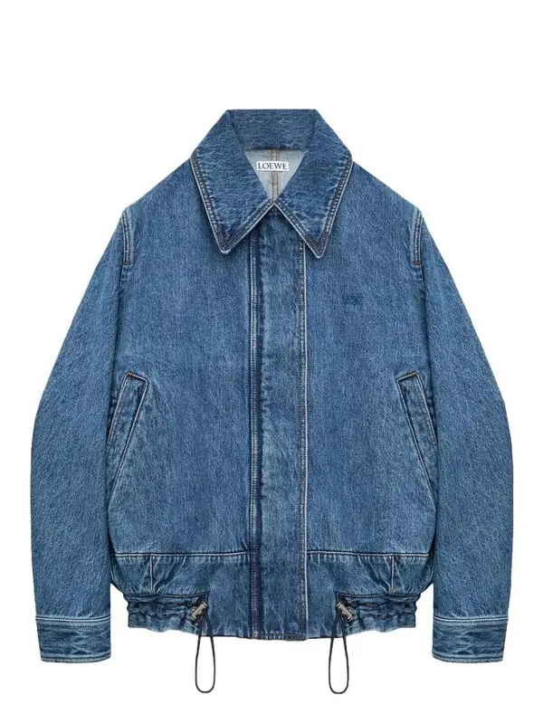 Loewe Drawstring Washed-denim Drawstring Jacket - Blue