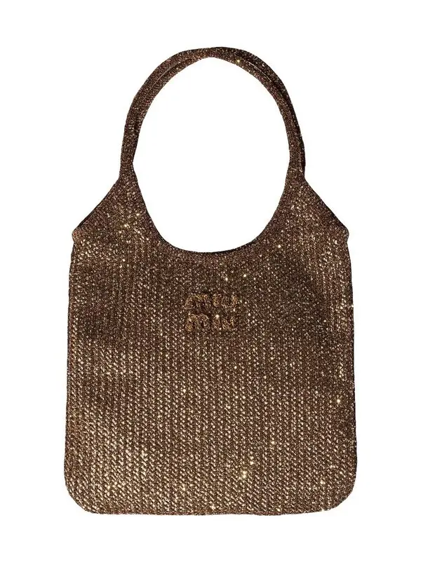 Miu Miu Ivy Sequin Mesh Shoulder Bag - Brown