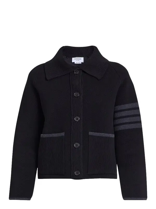 Thom Browne 4-bar Stripe Cotton Pique Hybrid Polo Jacket - Black