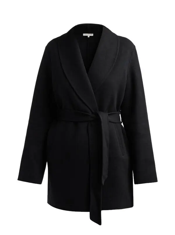 Sofia Cashmere Double Face Wool-cashmere-blend Belted Wrap Coat - Black