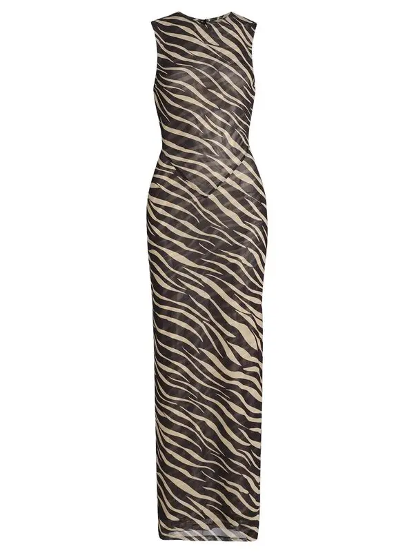 Ronny Kobo Krisa Striped Column Maxi Dress - Zebra
