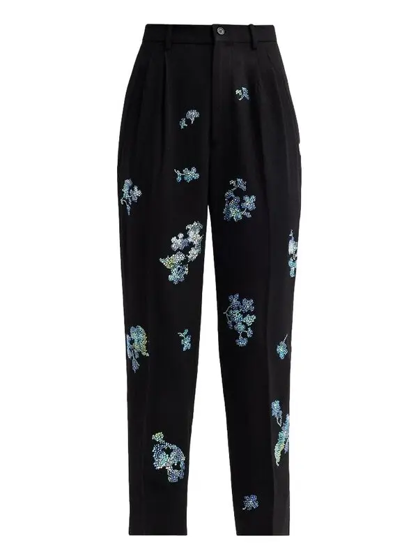Libertine Bluebell Lane Embellished Tapered-leg Crop Ciggy Pants - Black