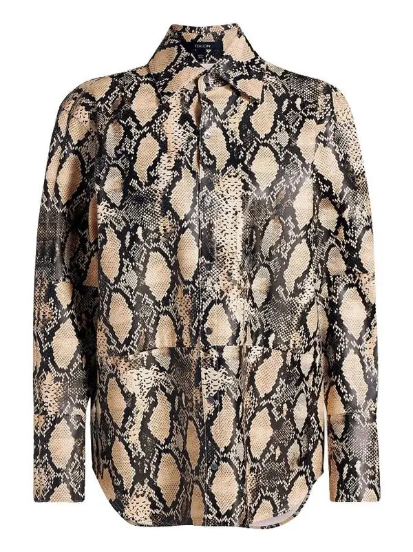 TOCCIN Kali Snakeskin Faux Leather Boyfriend Shirt - Python