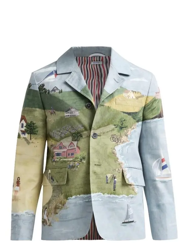 Thom Browne Nantucket Scenic Linen-cotton Sport Coat - Multi