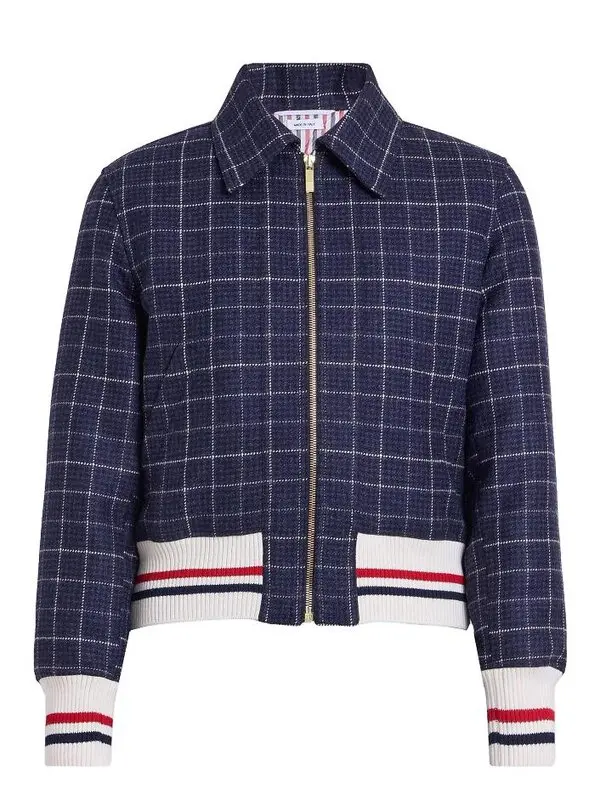 Thom Browne Wool Crop Flight Jacket - Navy