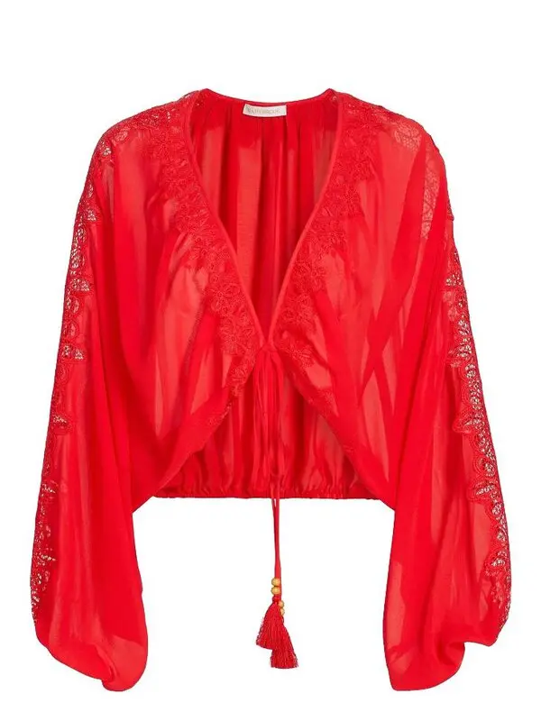 Ramy Brook Angie V-neck Blouse - Flame